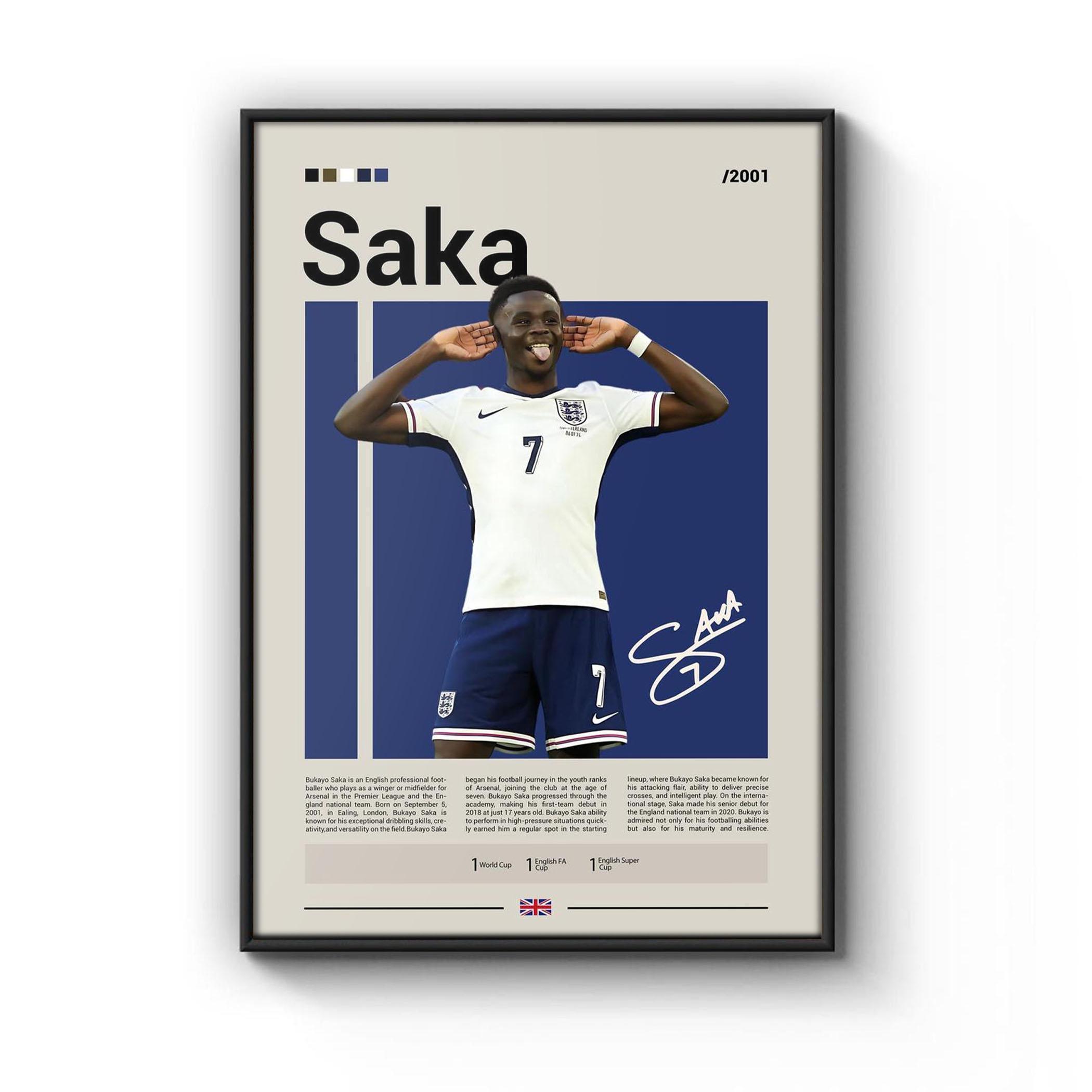 Minimalist Bukayo Saka England Soccer Poster