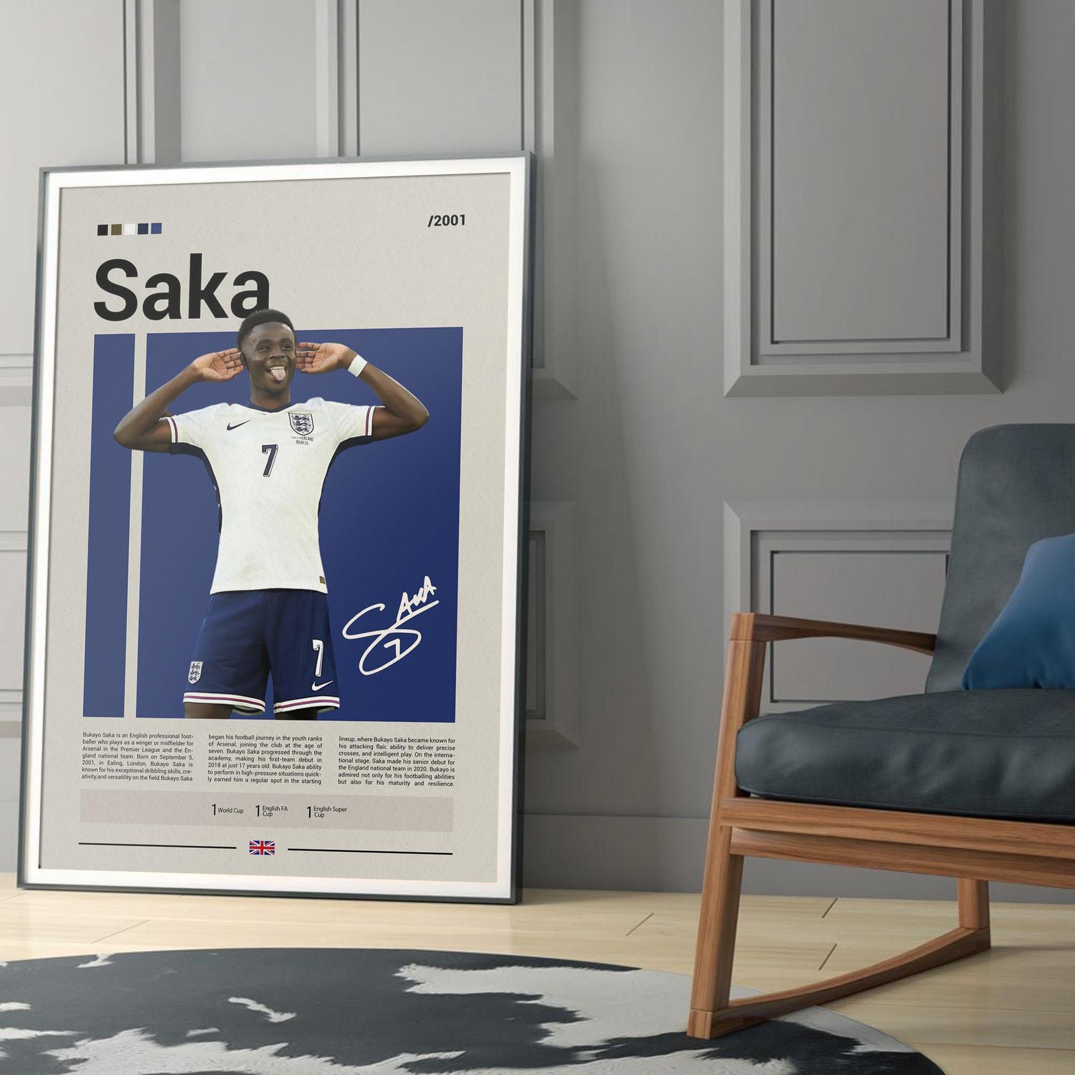 Minimalist Bukayo Saka England Soccer Poster