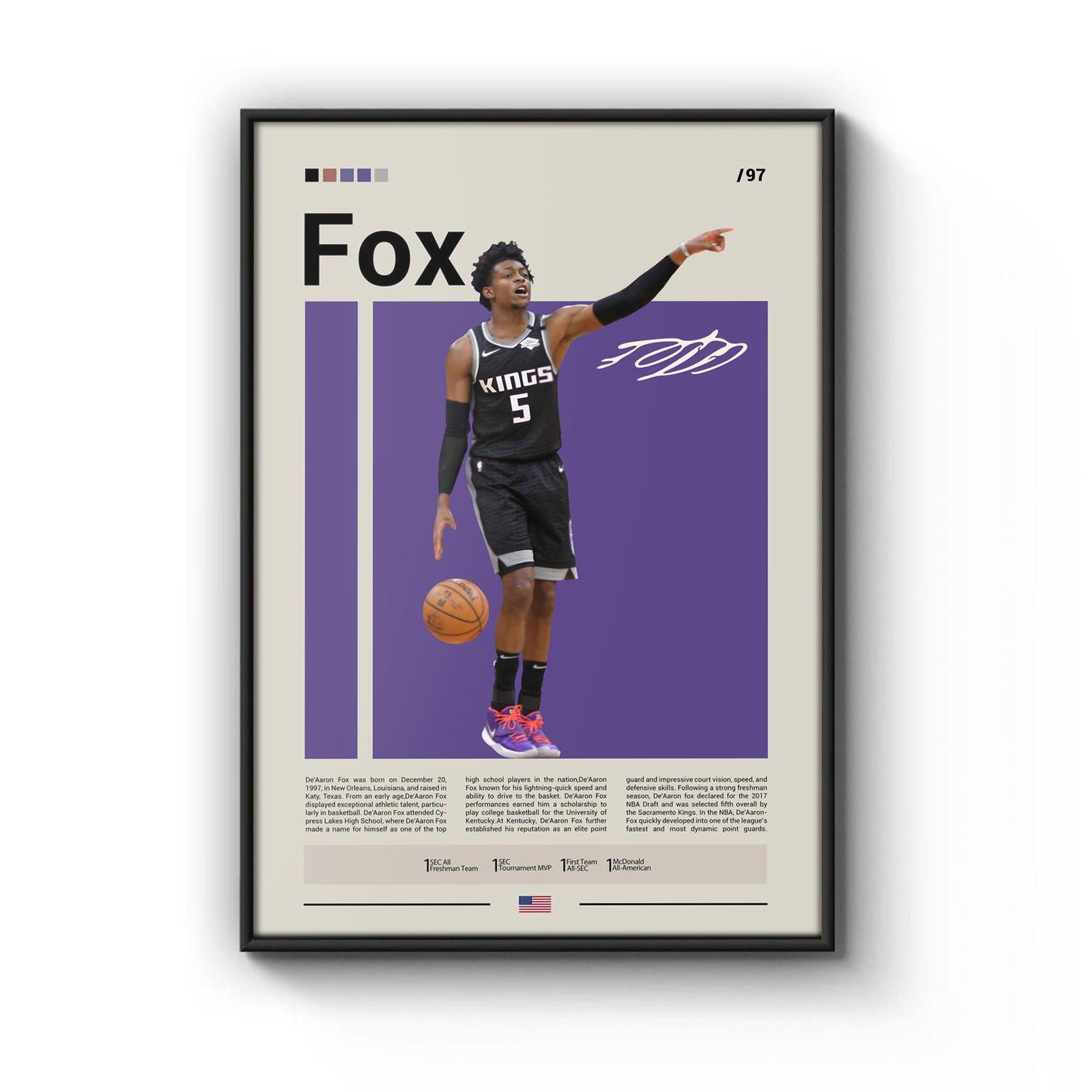 Minimalist De'Aaron Fox Sacramento Kings Poster