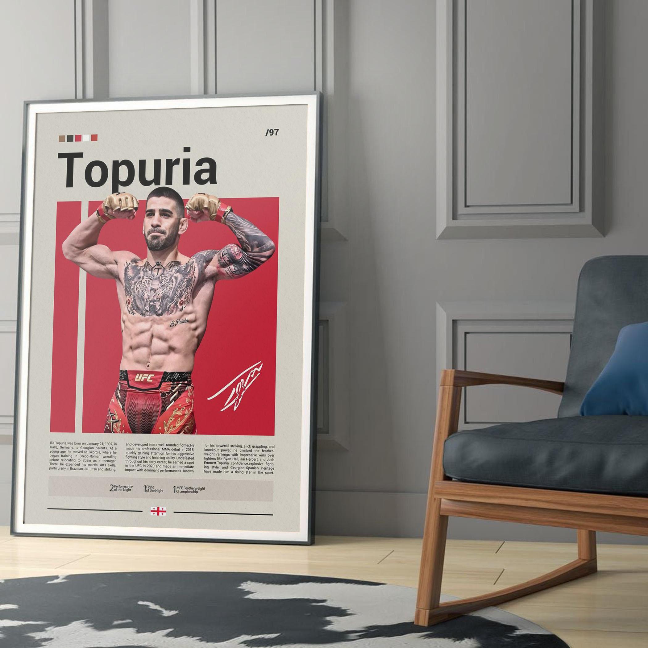 Minimalist Ilia Topuria Fighting Poster