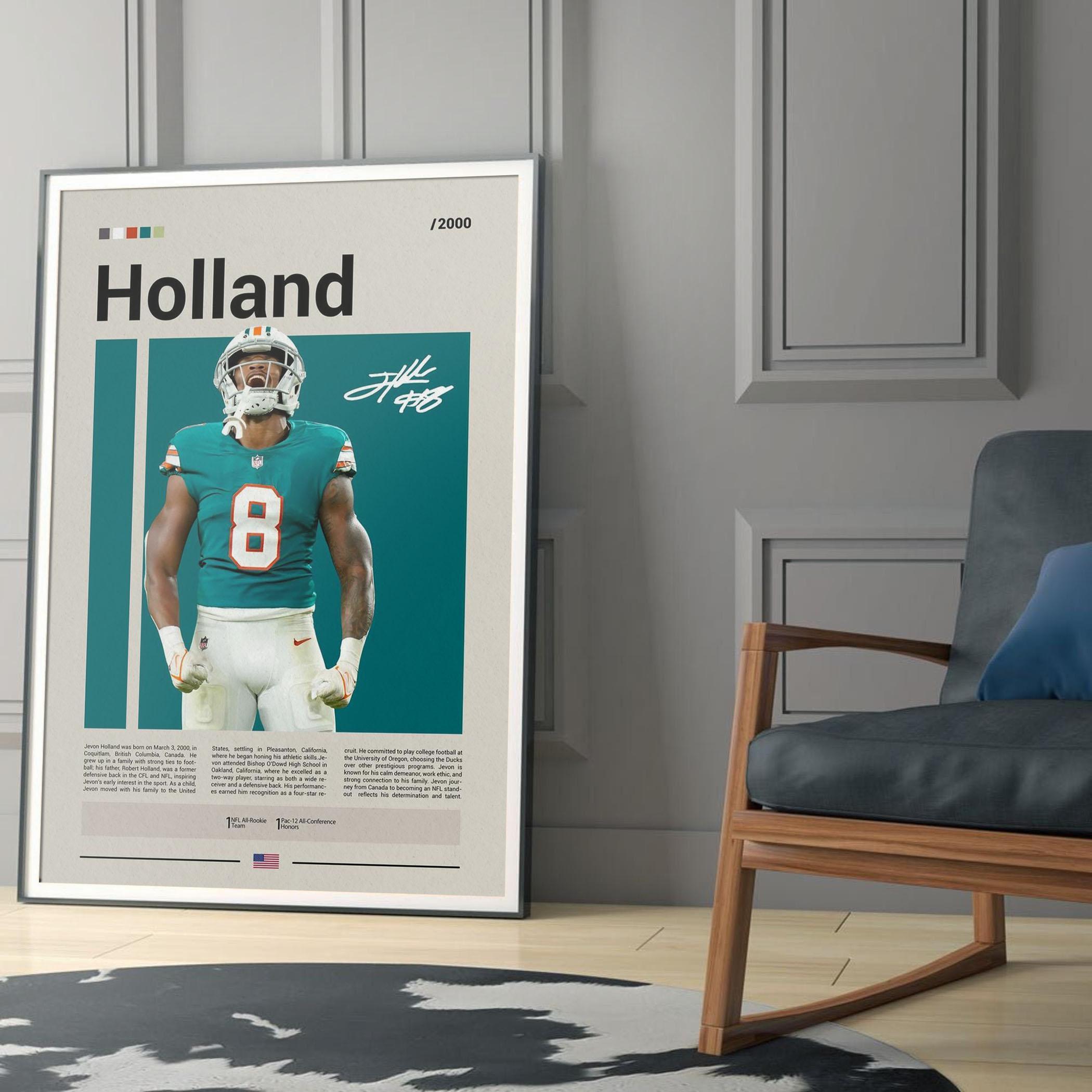 Minimalist Jevon Holland Miami Dolphins Poster