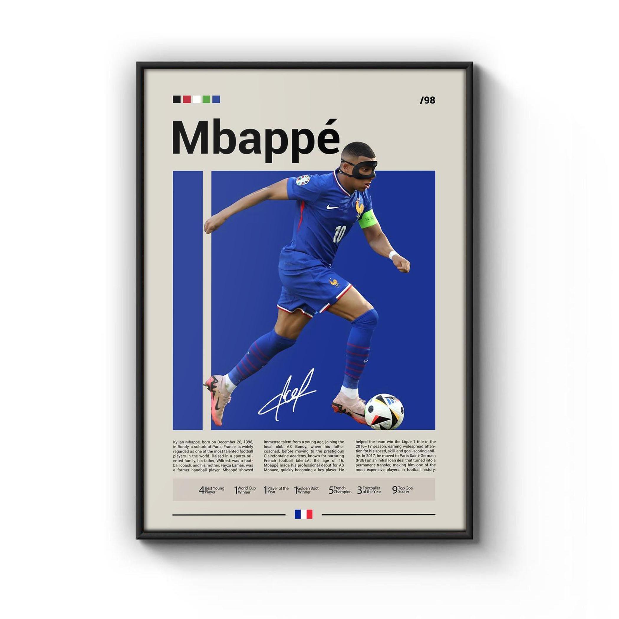 Minimalist Kylian Mbappé France National Team Poster