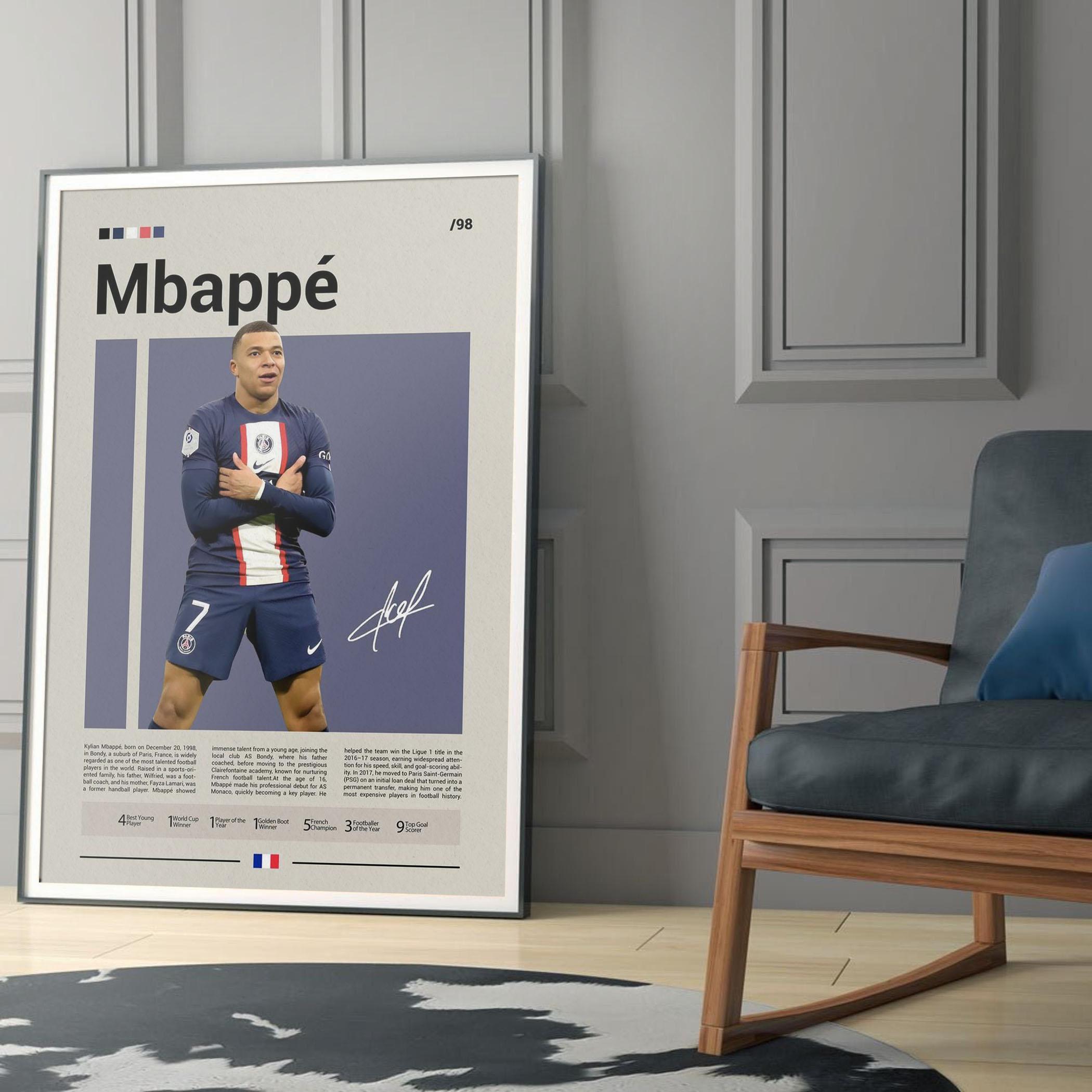 Minimalist Kylian Mbappé PSG Poster