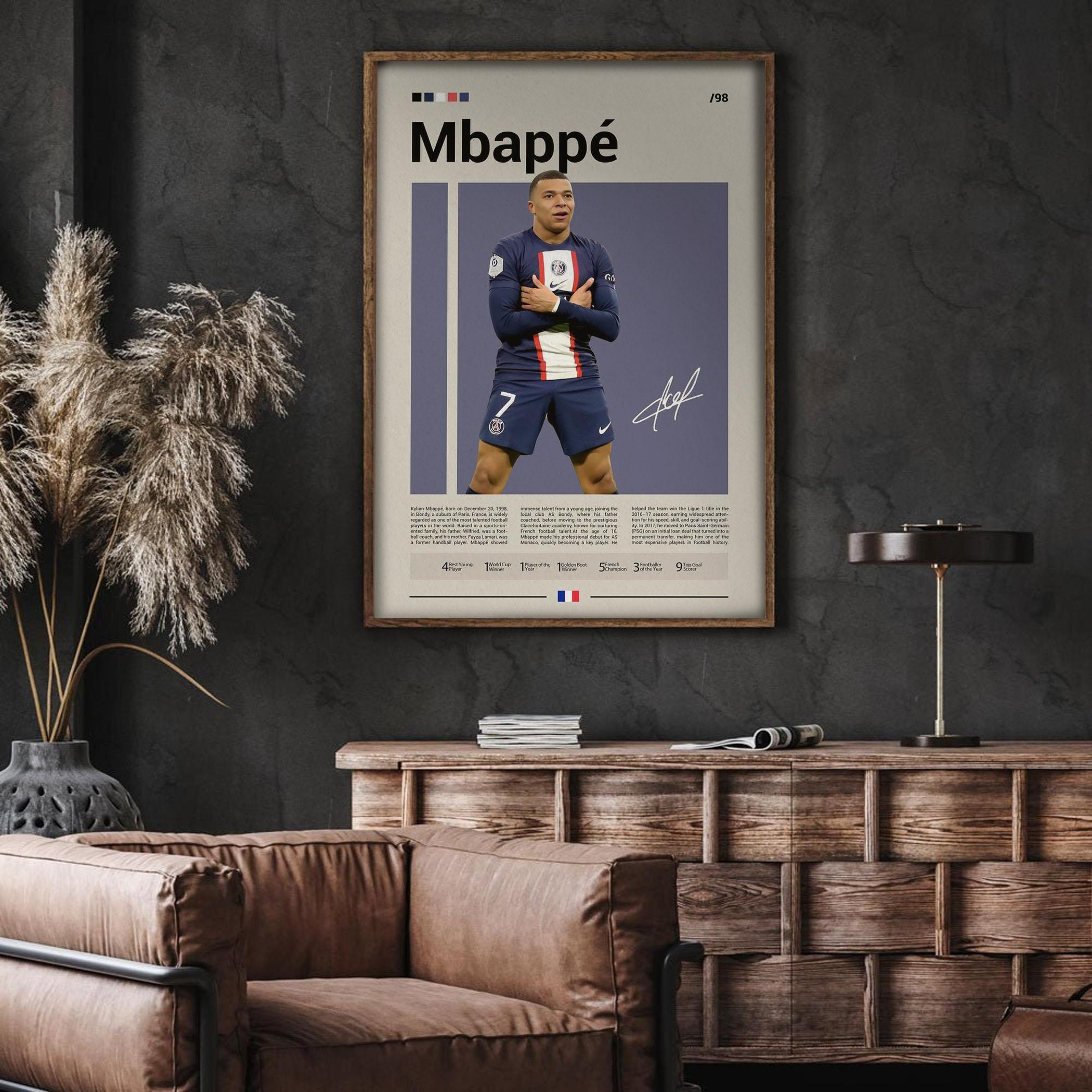 Minimalist Kylian Mbappé PSG Poster