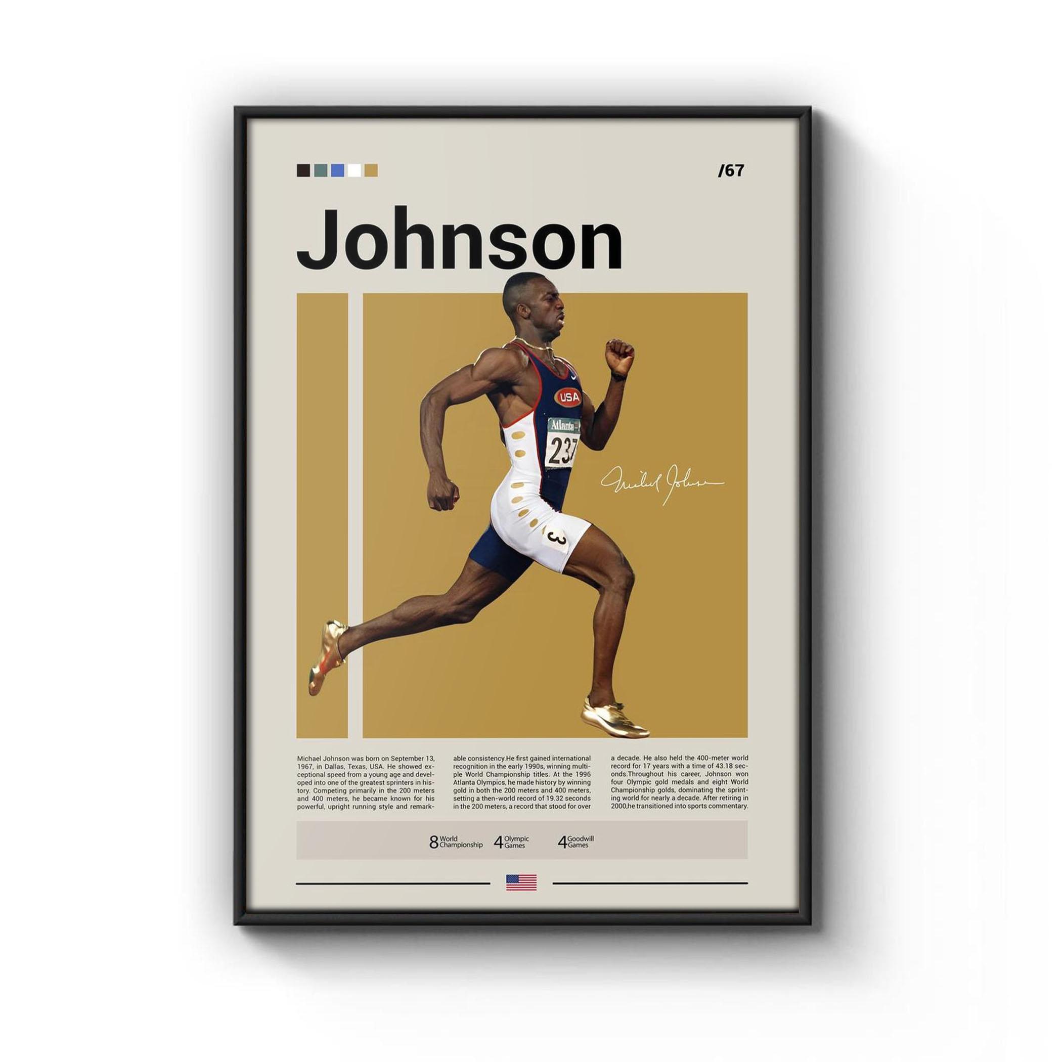 Minimalist Michael Johnson Running Poster