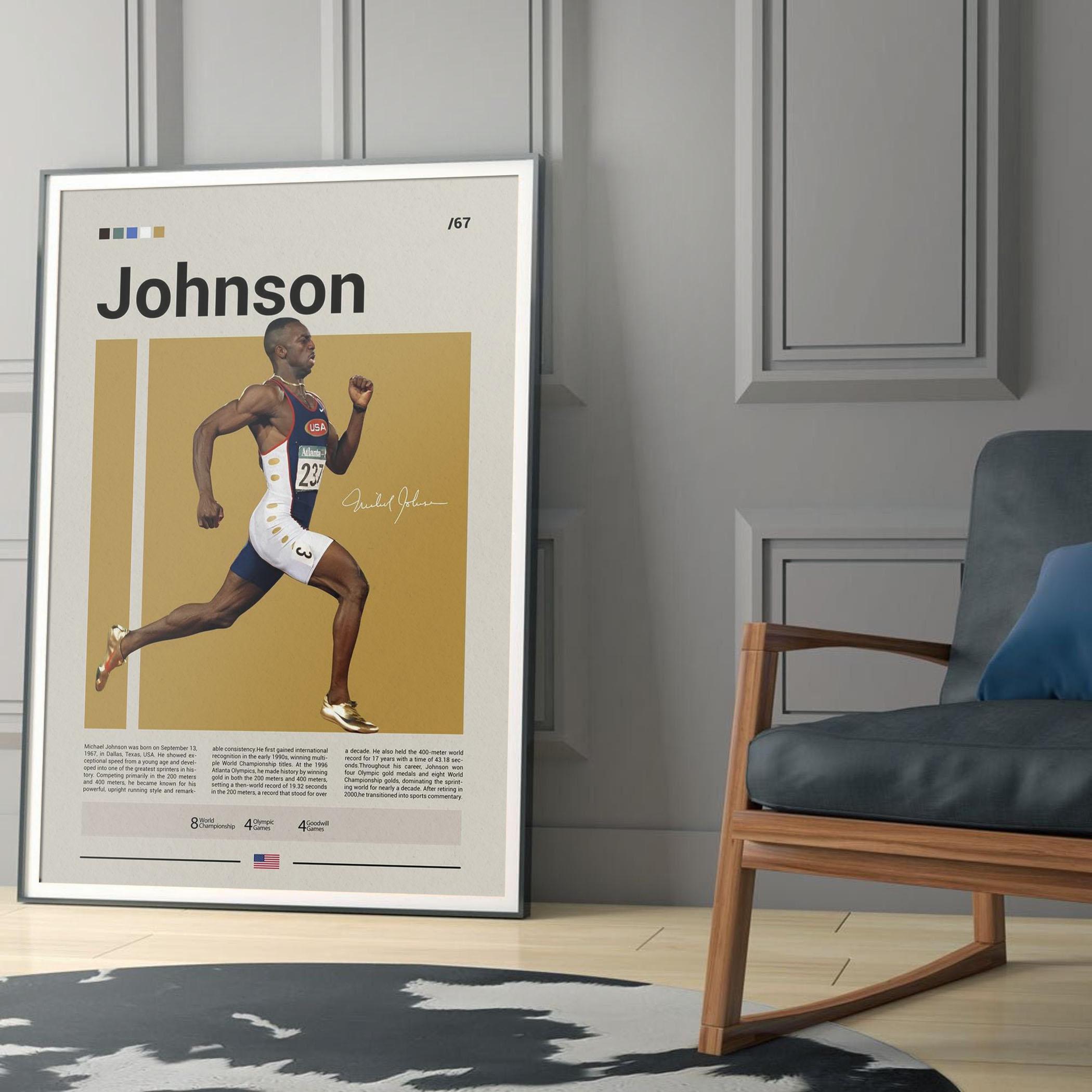Minimalist Michael Johnson Running Poster