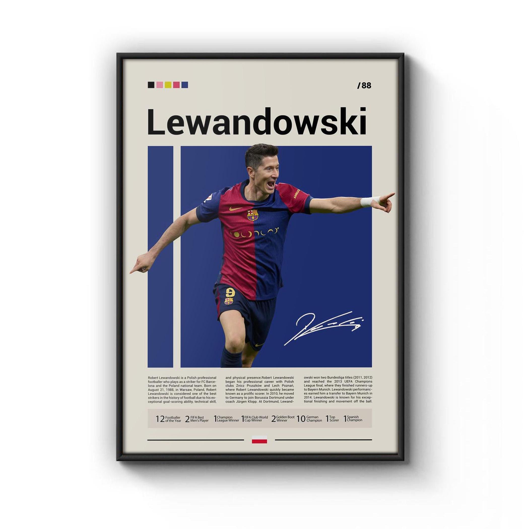 Minimalist Robert Lewandowski Barcelona Poster