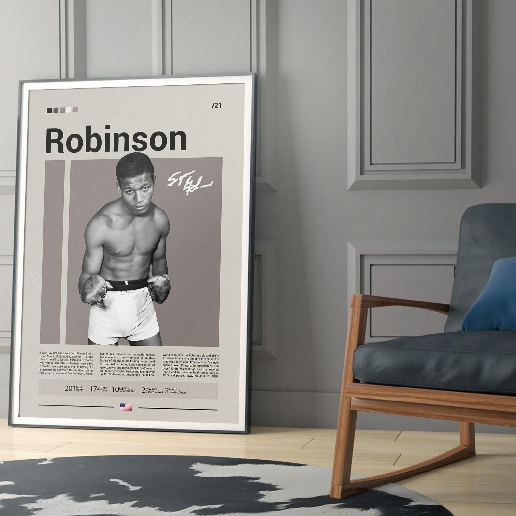 Minimalist Sugar Ray Robinson Boxing Poster