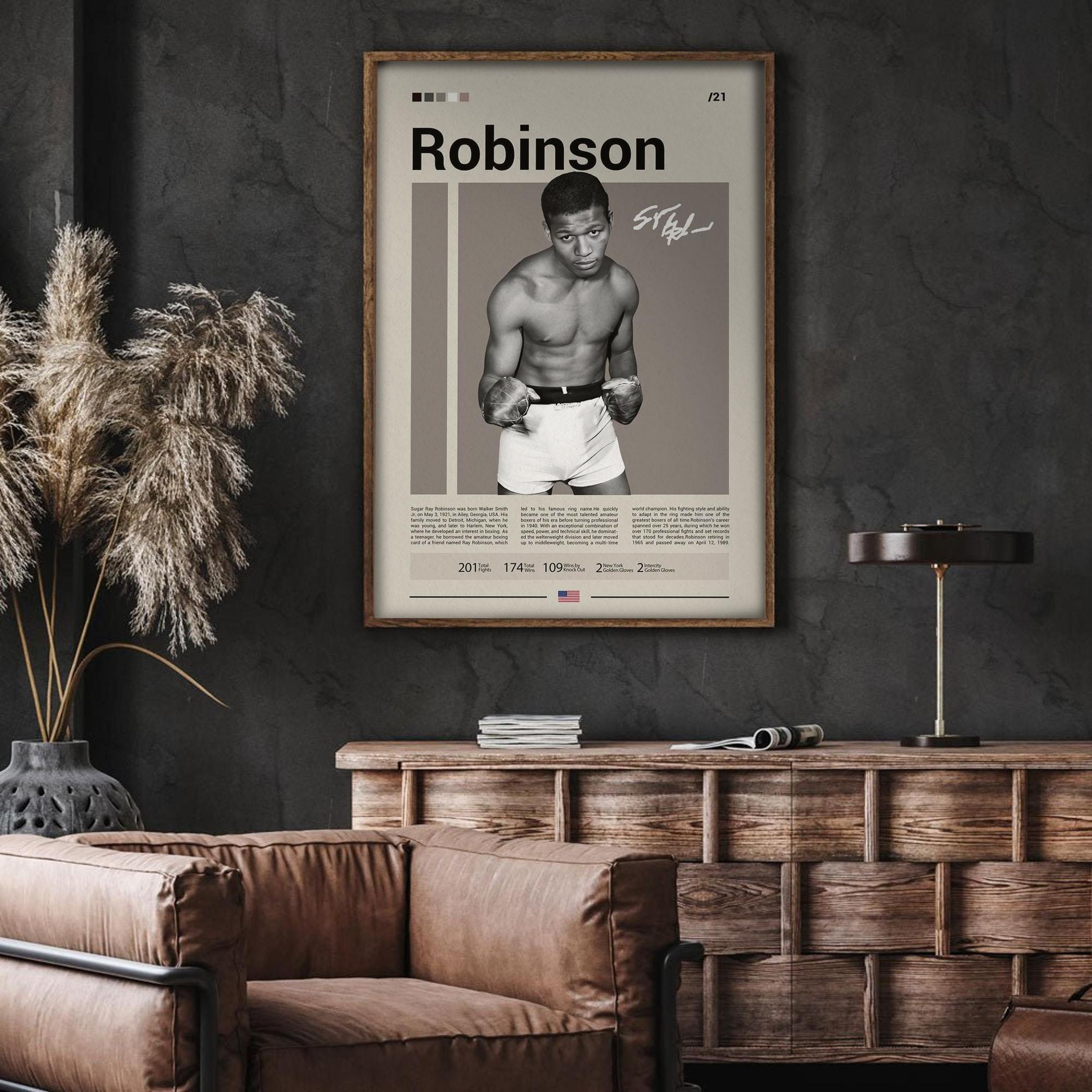 Minimalist Sugar Ray Robinson Boxing Poster
