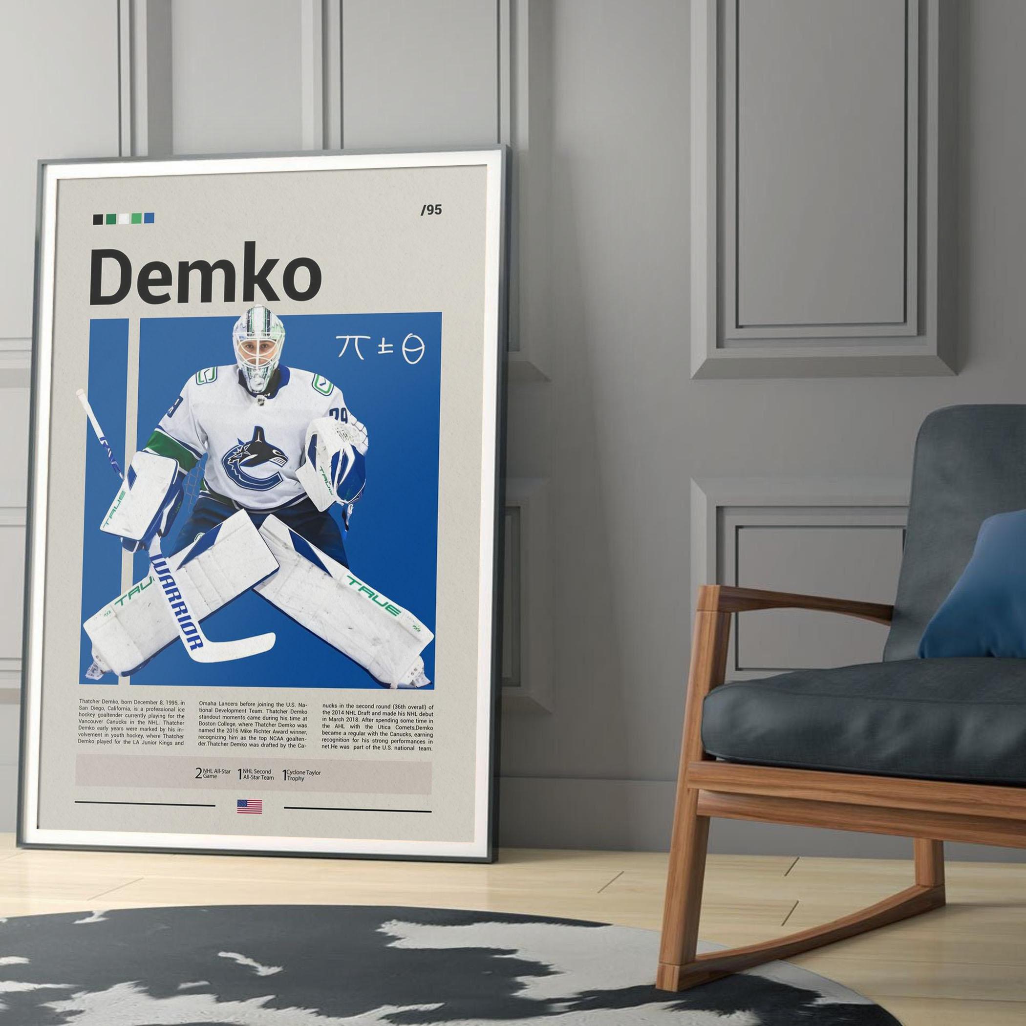 Minimalist Thatcher Demko Vancouver Canucks Poster