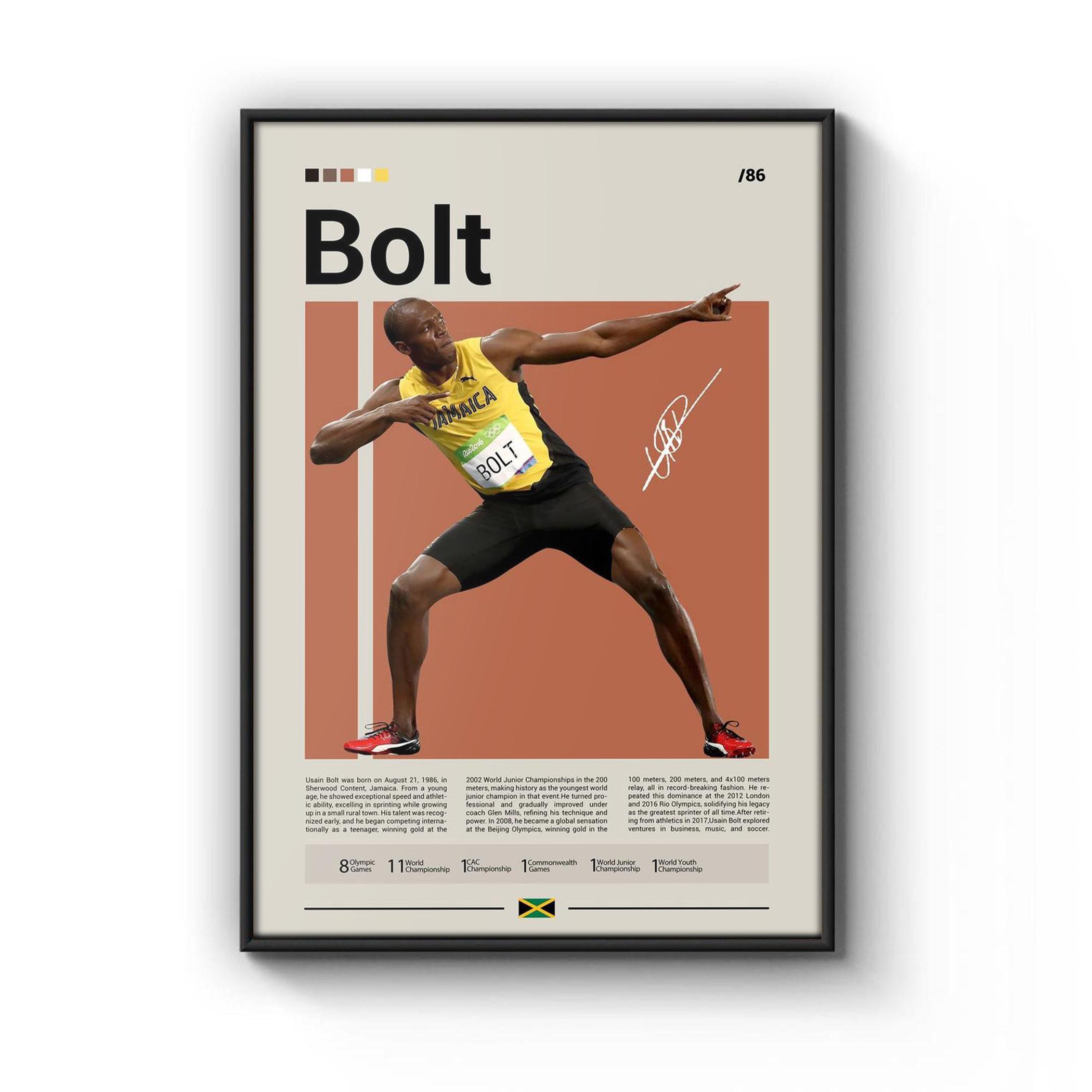 Minimalist Usain Bolt Sprinting Poster