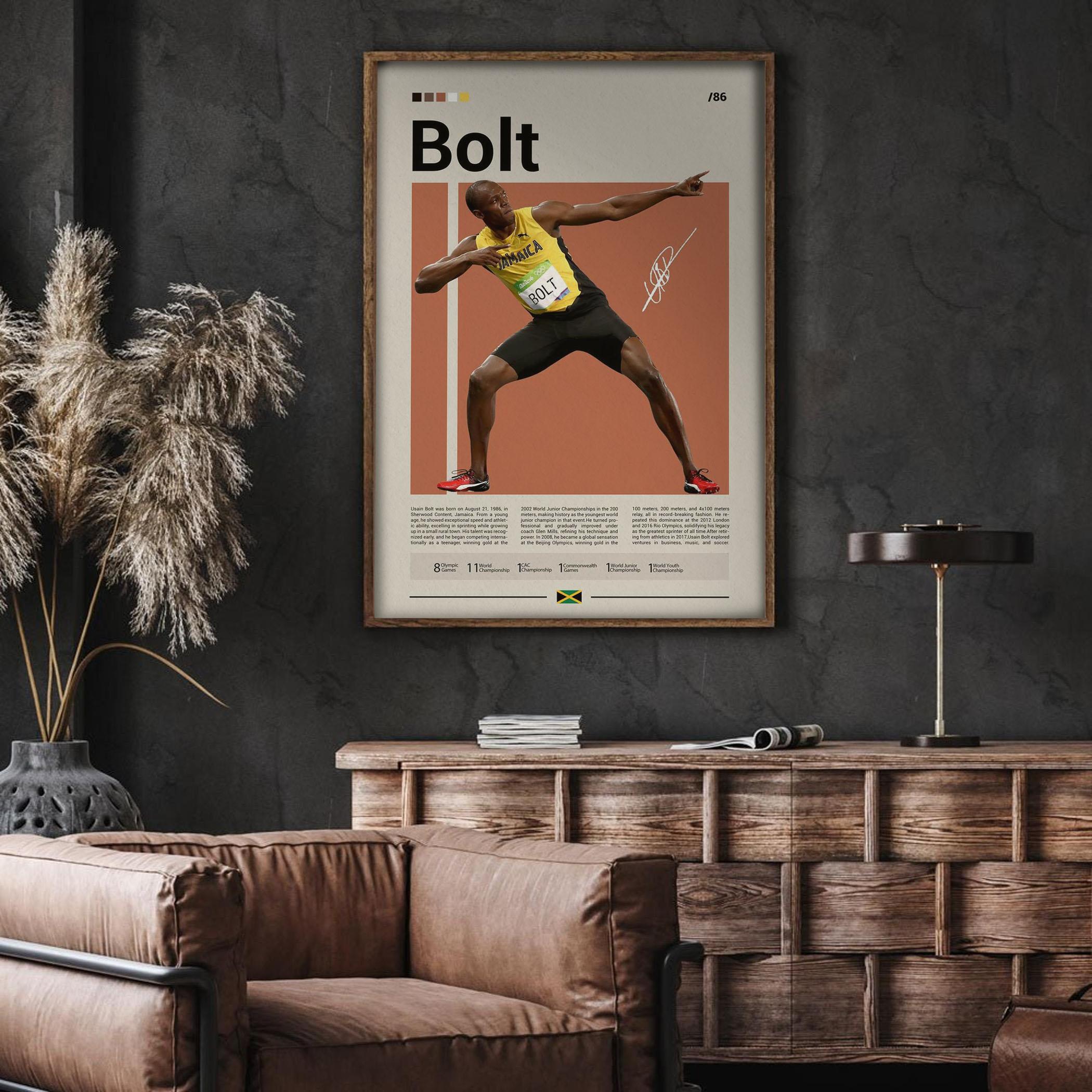 Minimalist Usain Bolt Sprinting Poster