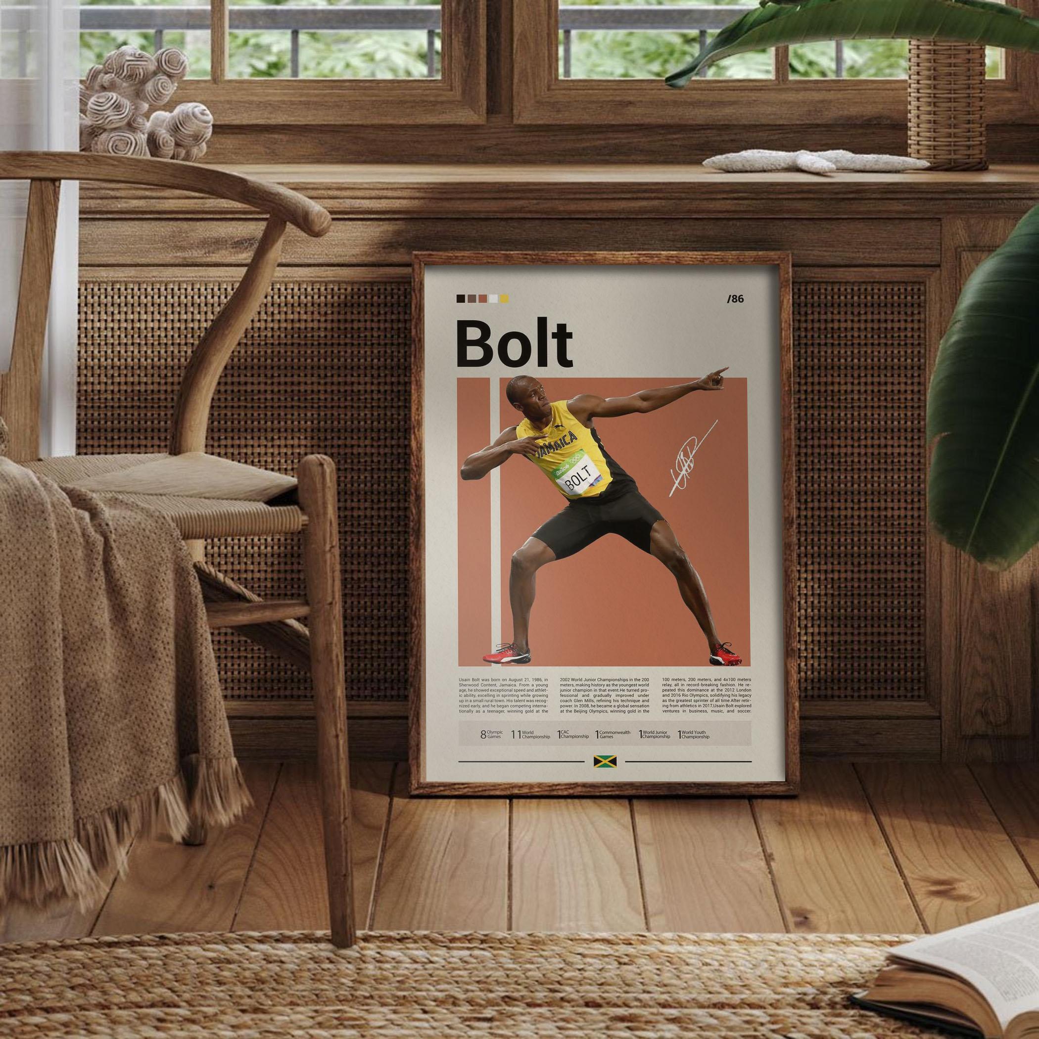Minimalist Usain Bolt Sprinting Poster