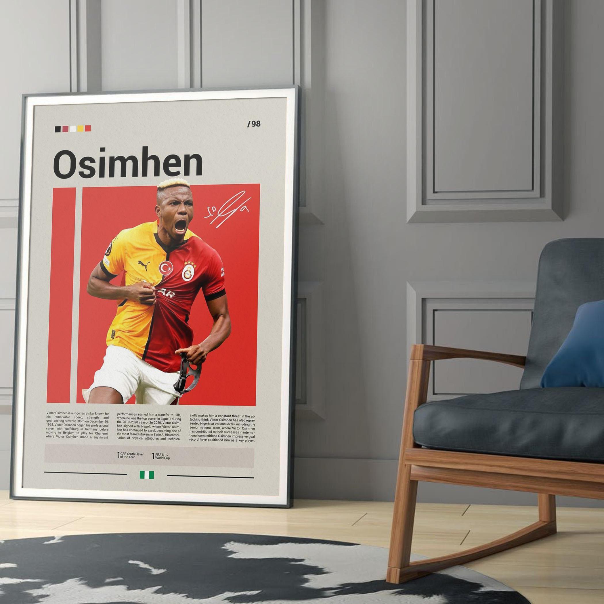 Minimalist Victor Osimhen Nigerian Soccer Poster