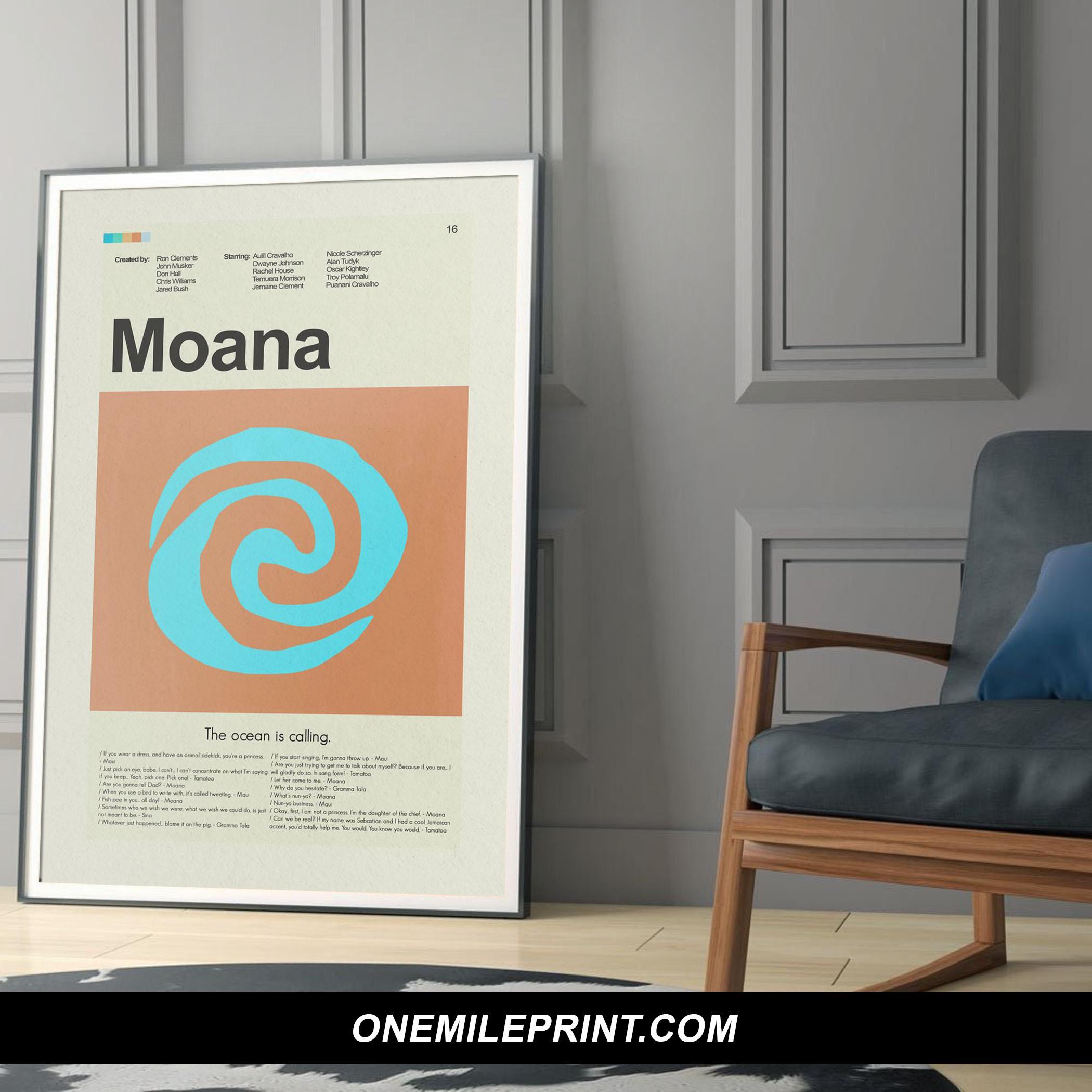 Mid Century Modern Moana Movie Poster