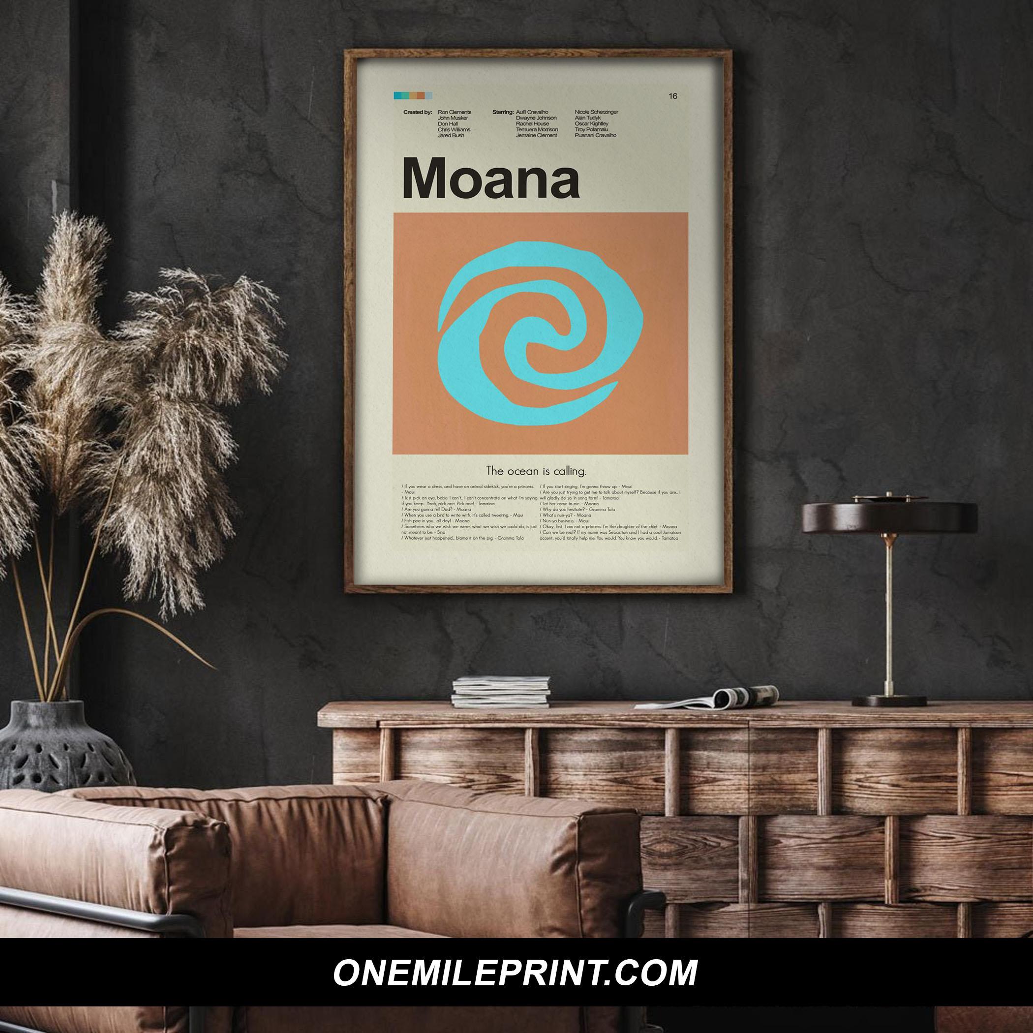 Mid Century Modern Moana Movie Poster