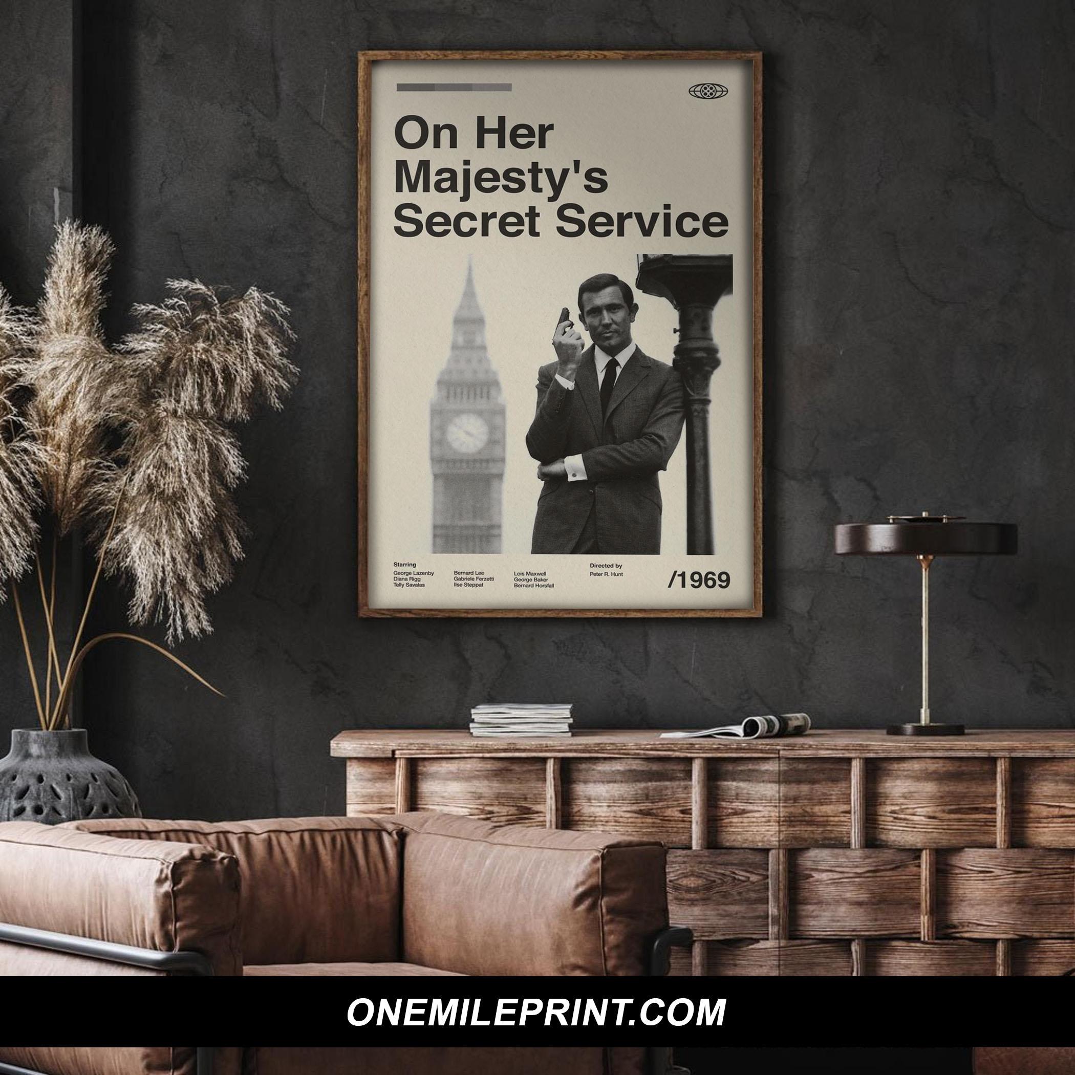 Midcentury On Her Majesty's Secret Service Movie Poster
