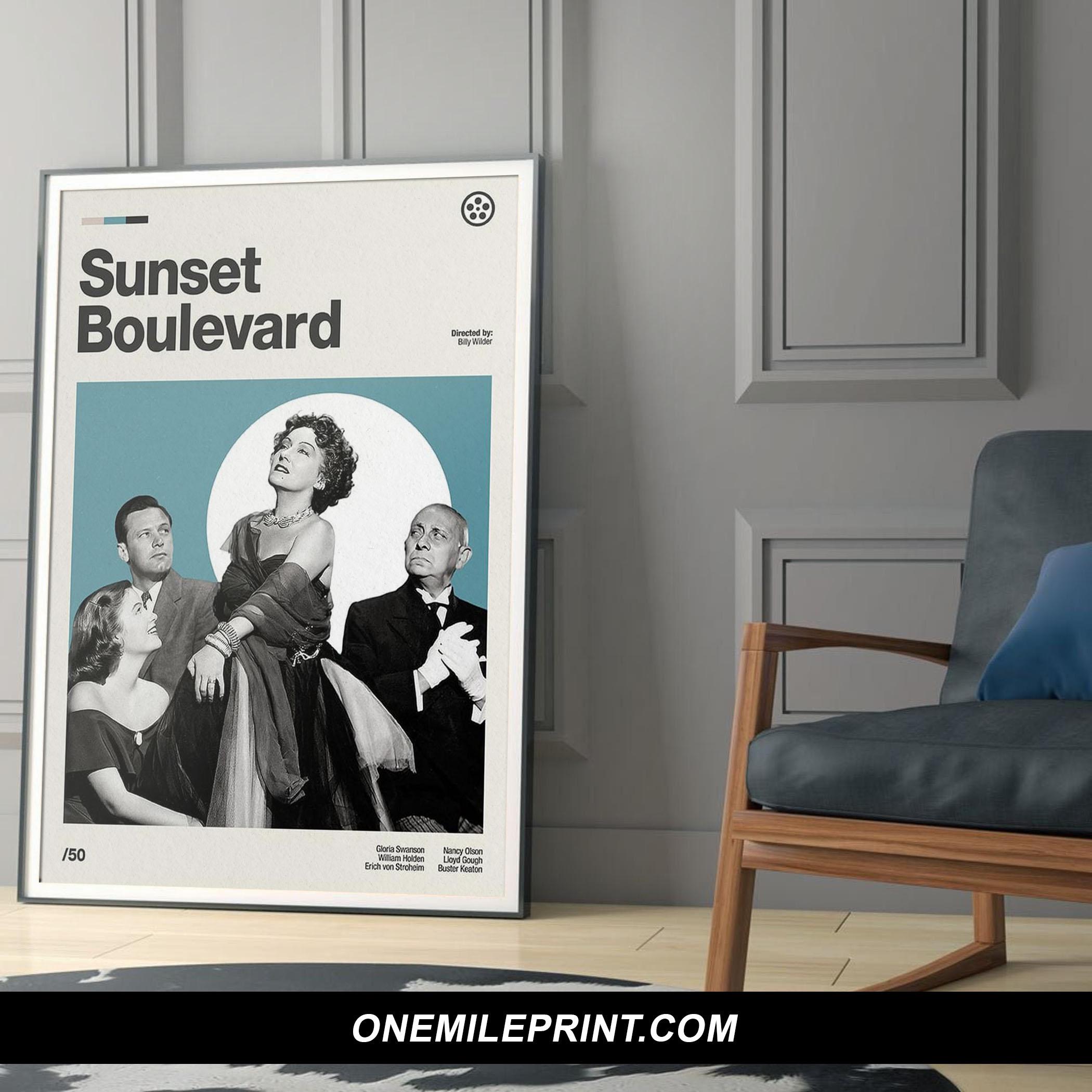 Retro Modern Sunset Boulevard Movie Poster