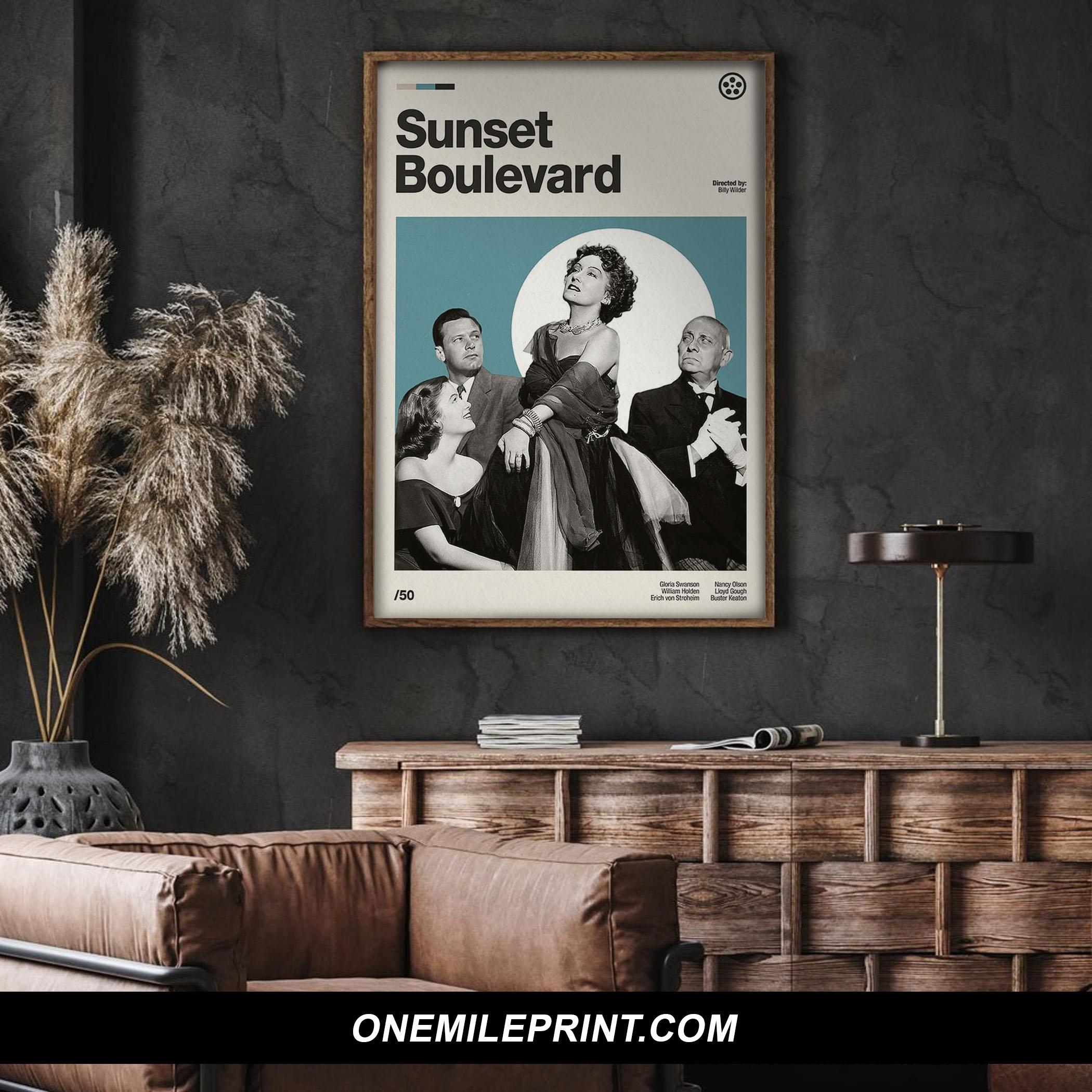 Retro Modern Sunset Boulevard Movie Poster