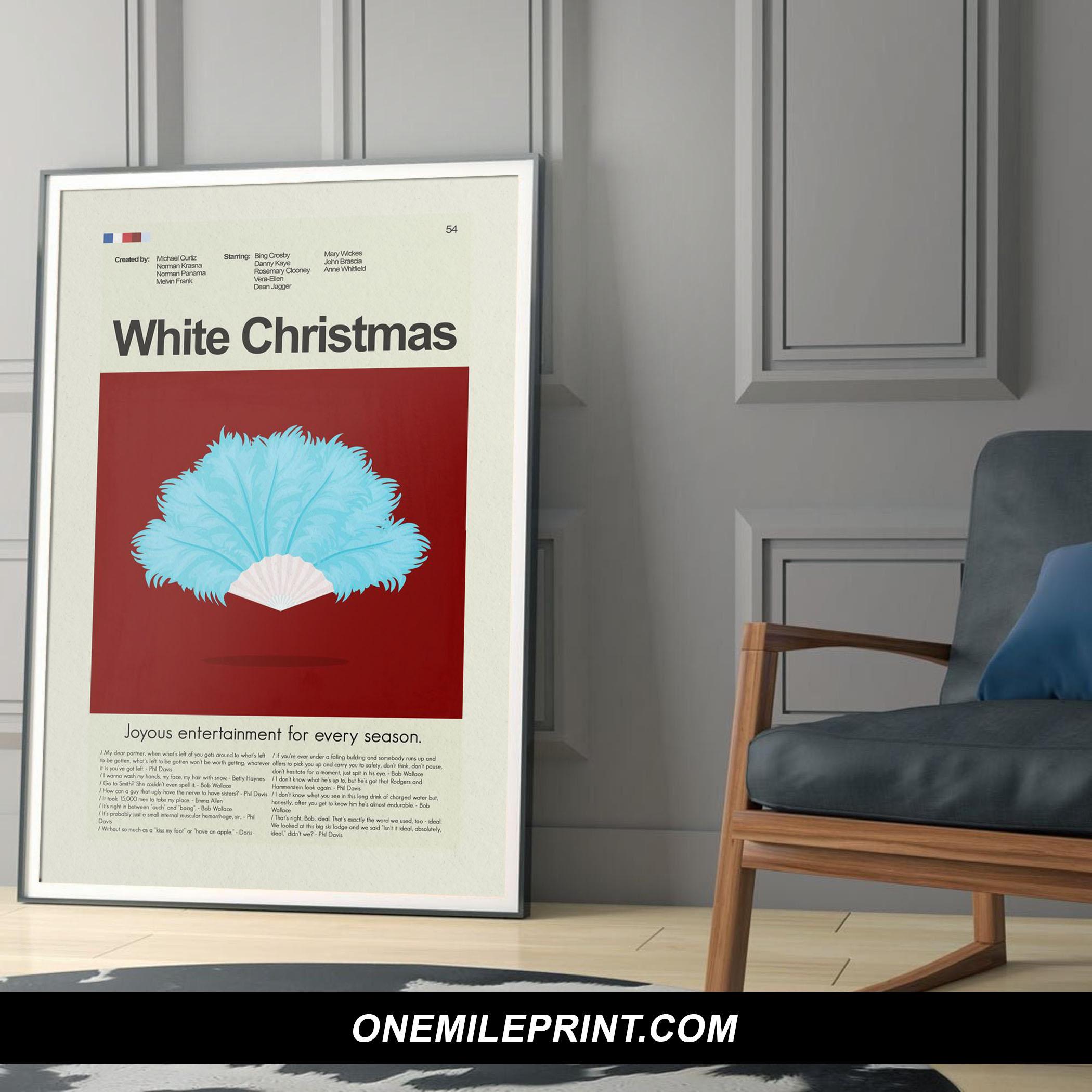 Mid Century Modern White Christmas Movie Poster